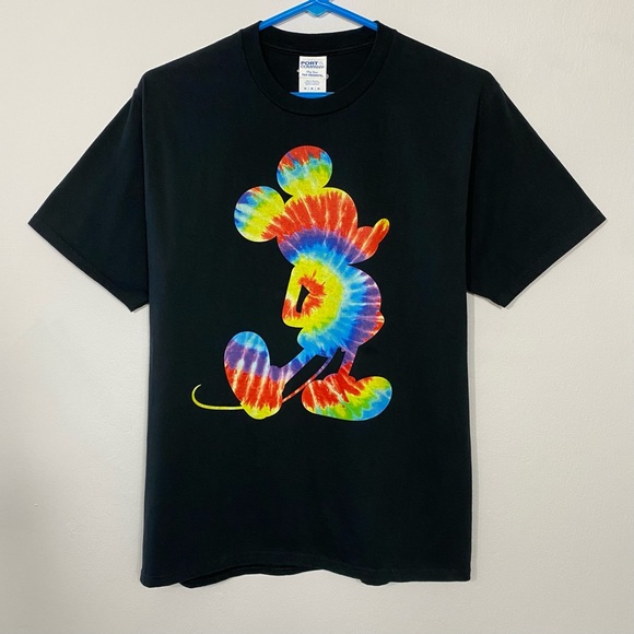 Disney | Shirts | Disney Mickey Mouse Rainbow Tie Dye Silhouette Tshirt ...